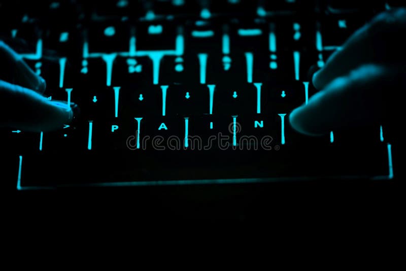 Pain - Text on Illuminated Computer Keyboard at Night. Stock Image ...