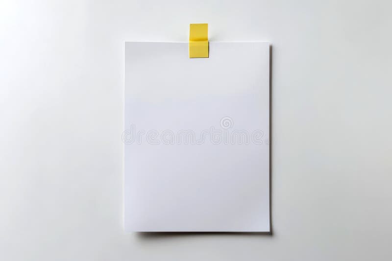 Pain White Note with Yellow Tape on Isolated White Background. Stock ...