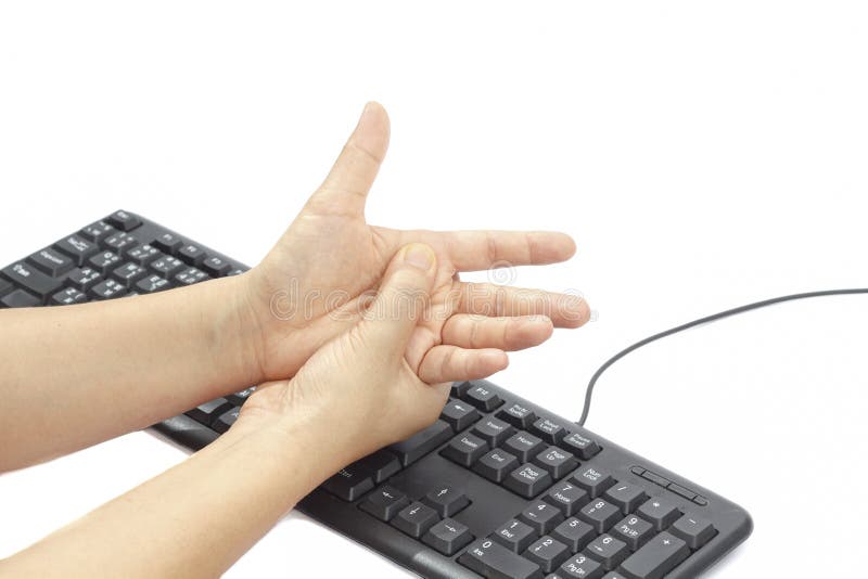 Painful Hand Due To Prolonged Use of Keyboard. Stock Image - Image of ...