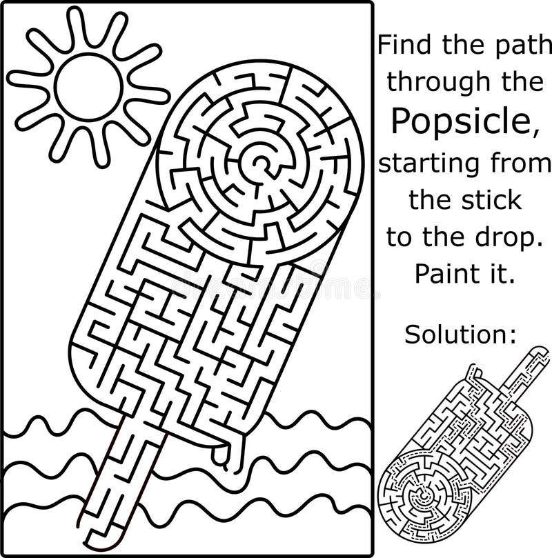 Paint Activity Popsicle Maze Labirinth Game Stock Illustration ...
