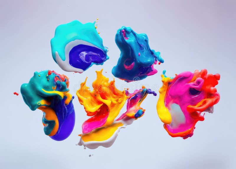 Paint Air Blobs Exploding Individual Separated Stock Illustration ...