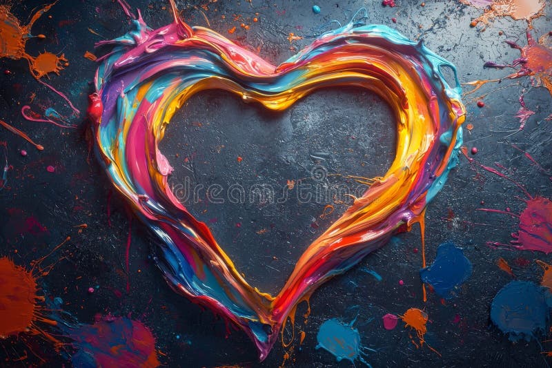 Paint is Being Used To Creatively Create a Vibrant and Colorful Heart ...