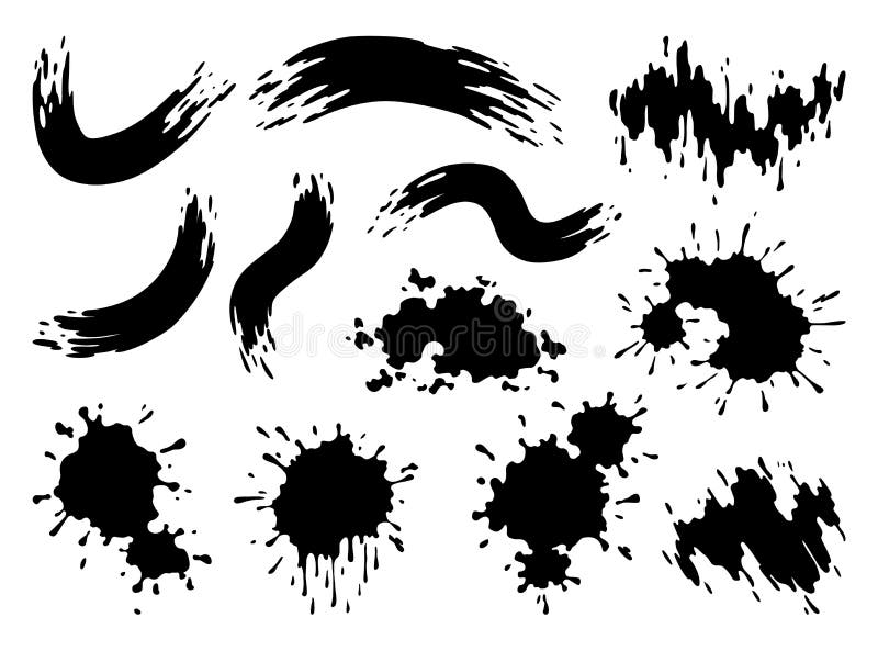 Paint Blots. Creative Isolated Paint Brush Strokes or Spots. Ink Smudge ...