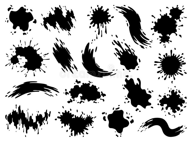 Paint Blots. Creative Isolated Paint Brush Strokes or Spots. Ink Smudge ...
