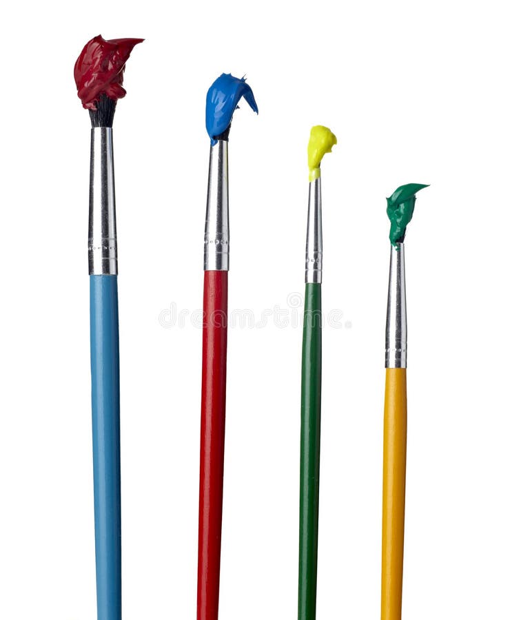 Colored paint brushes stock photo. Image of brushes, green - 27927920