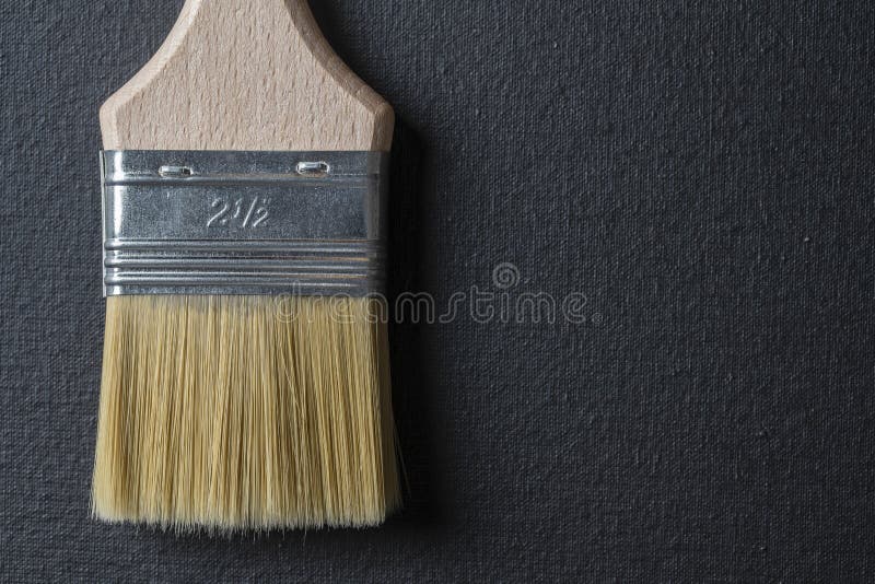 Paint Brush on a Black Background, Top View, Closeup, Copy Space Stock ...