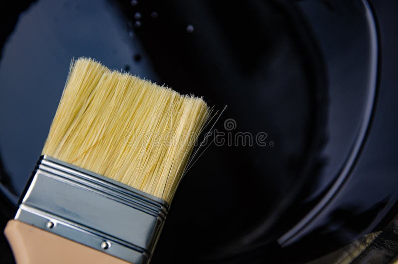 Paint Brush and Black Paint. Painting Stock Photo - Image of hand ...