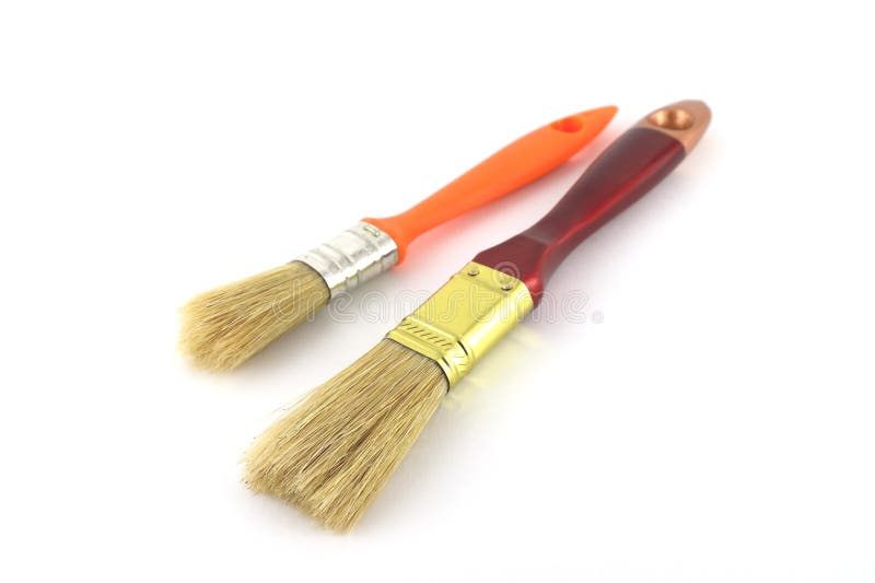 Paint Brush with Brown and Orange Handles Stock Image - Image of orange ...