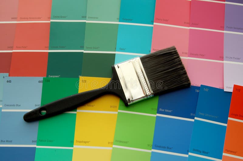 Paint Brush and Color Cards Stock Image - Image of construction ...