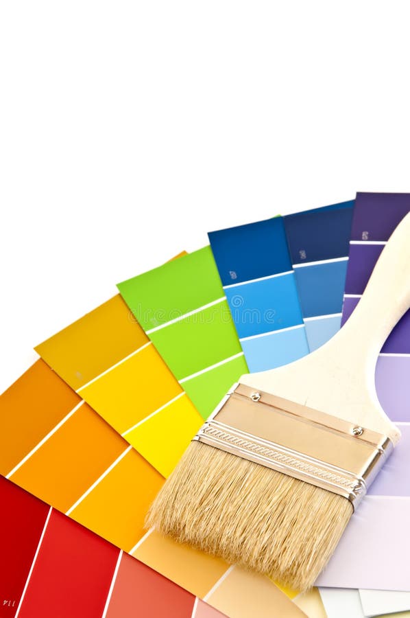Paint Color Cards and Brush Stock Photo - Image of brush, vibrant: 3828532