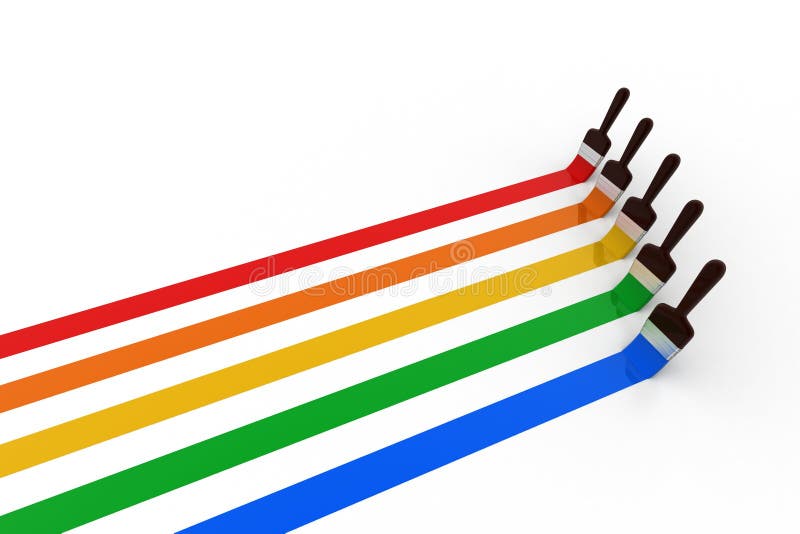 Paint Brush With Color Lines Stock Illustration - Illustration of ...