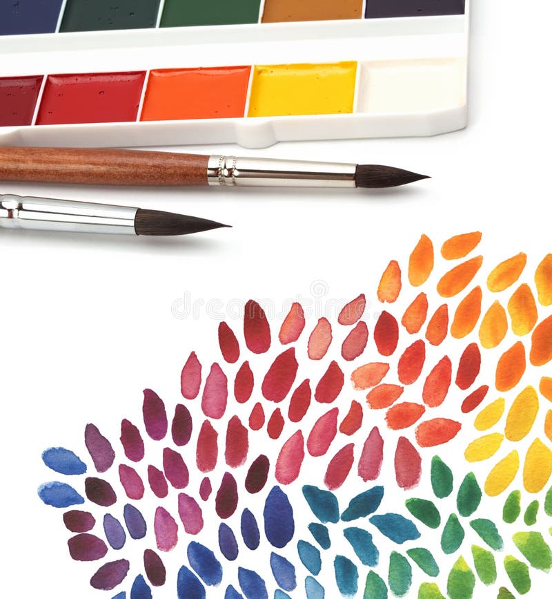 Paint Brush and Color Painted Background Stock Image - Image of painted ...