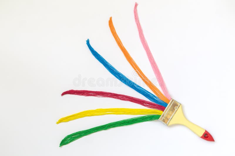 Brush with Multicolored Thread Isolated on White Background ...