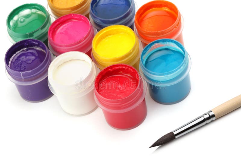 Paint brush and colors stock image. Image of hobby, brush - 18631129