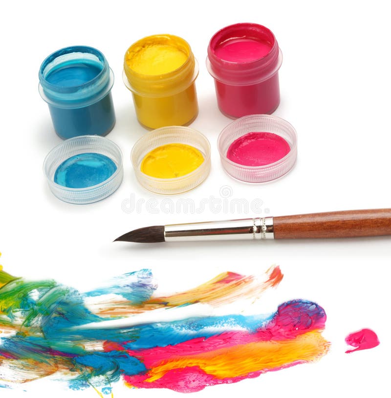 Paint brush and colors stock image. Image of draw, stain - 18631115