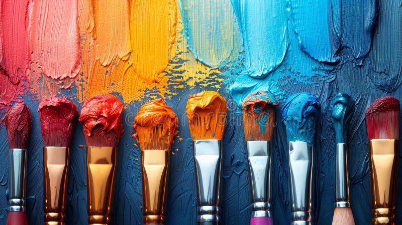 Paint Brush Full of Colored Pigments Stock Image - Image of stain ...