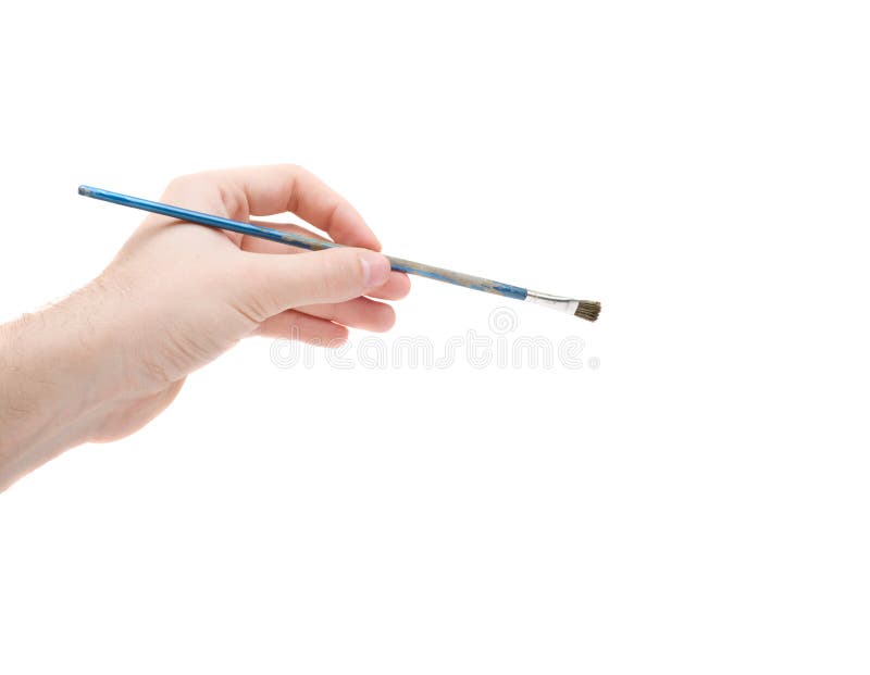 Side View of Beautiful Artist Girl Holding Paint Brush Stock Photo ...