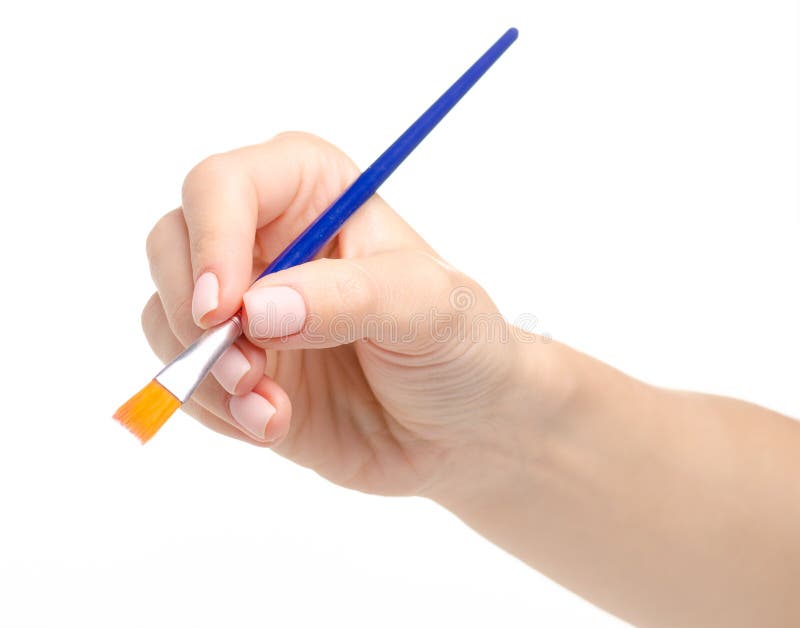 Paint brush in hand stock photo. Image of equipment - 129569012