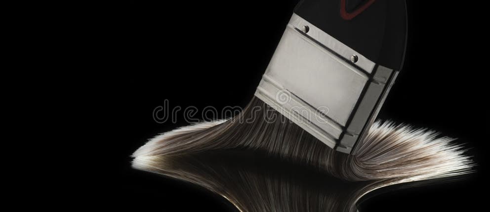 Paint Brush Head Gliding on Smooth Reflective Surface Stock Image ...