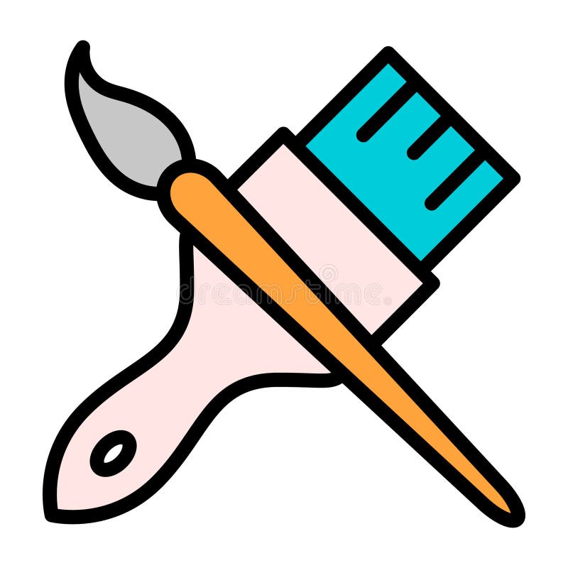 Paint Brush Icon, Equipment Painter Tool Flat Web Symbol, Paintbrush Vector Illustration Stock ...