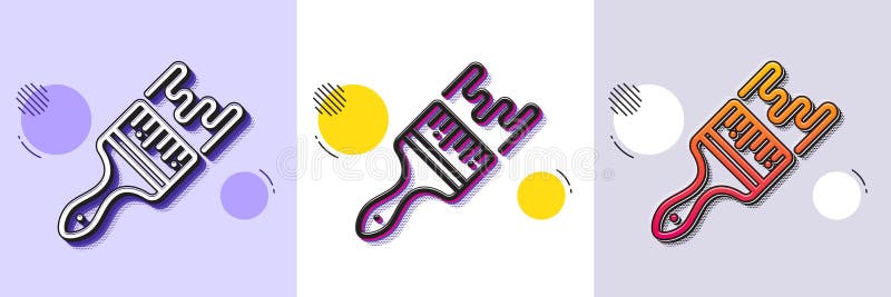 Paint Brush Line Icon. Wall Paintbrush Sign. Halftone Dotted Pattern ...