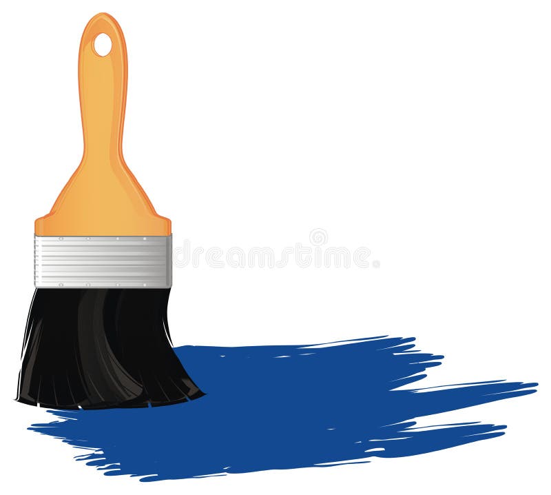 Paint Brush with Blue Splash Stock Vector - Illustration of acrylic ...