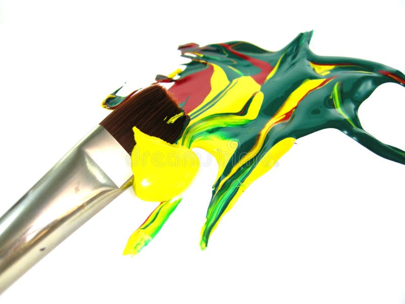 Brush Mixing Paint on Palette Stock Photo - Image of draw, colorful ...