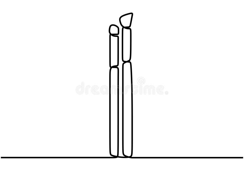 Paint Brush One Line Drawing, Vector Illustration Simplicity Hand Drawn ...