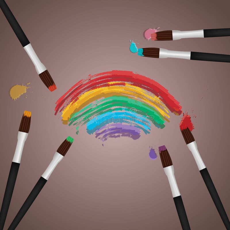 Paint Brush with Rainbow. Vector Illustration Decorative Design Stock ...