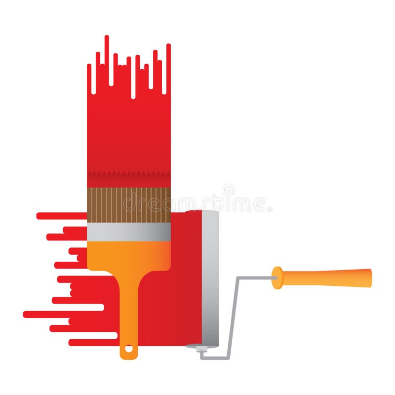 Paint Brush and Roller. Vector Illustration Decorative Design Stock ...