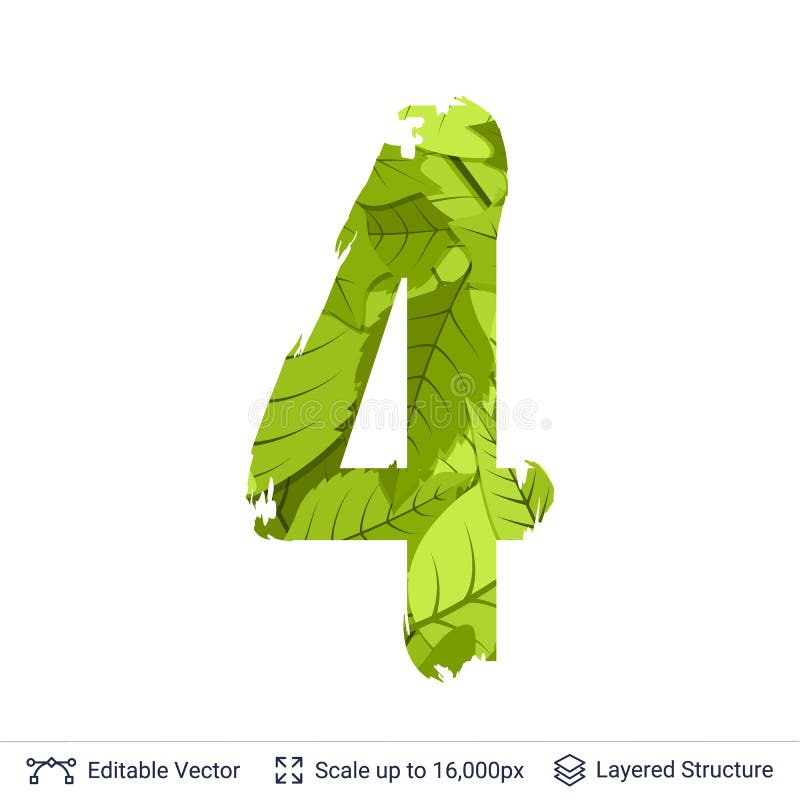 Spring Green Bright Leaves Number. Stock Vector - Illustration of count ...