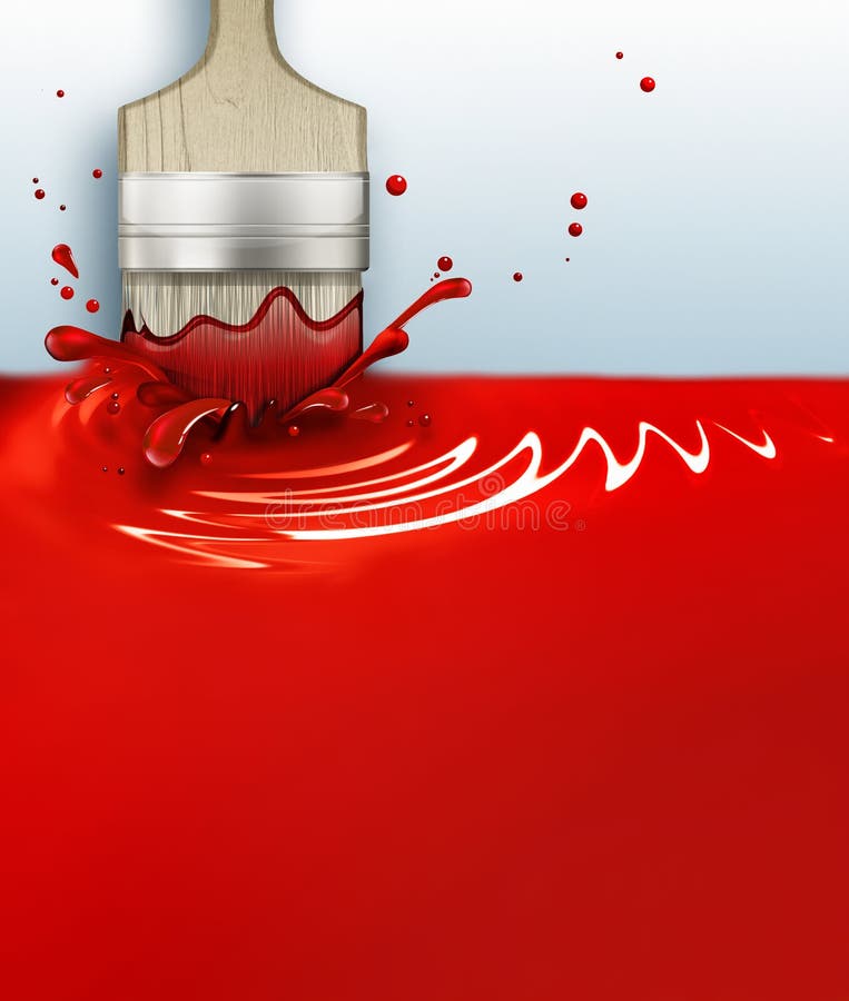 Paint Brush with a Splash of Red Paint Stock Illustration ...