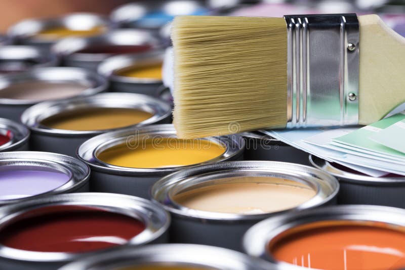 Rainbow Colors, Group of Tin Metal Cans Stock Photo - Image of color ...