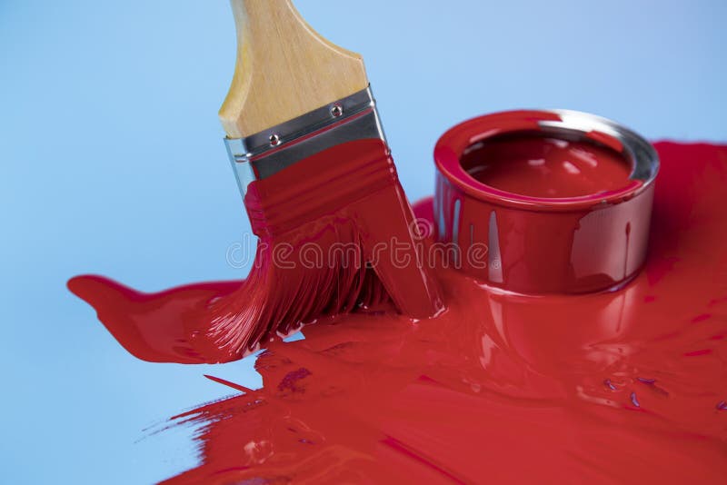 Paint Brush, Tin Can and Color Guide Samples Stock Photo - Image of ...