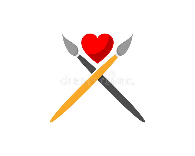 Paint Brush Tool Cross with Love in the Middle Stock Illustration ...