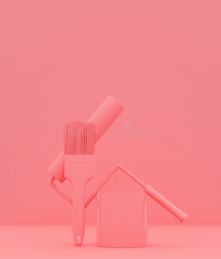 Paint Brush Tool on Pastel Color Background Stock Illustration ...