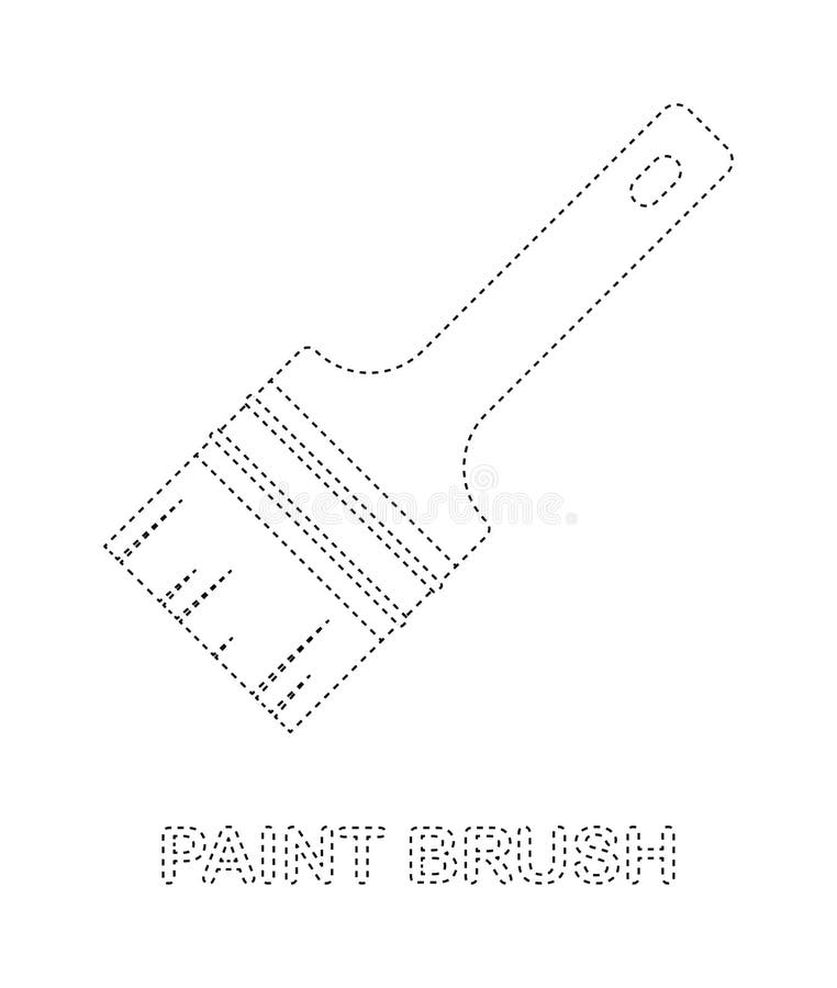 Paint Brush Tracing Worksheet for Kids Stock Vector - Illustration of ...