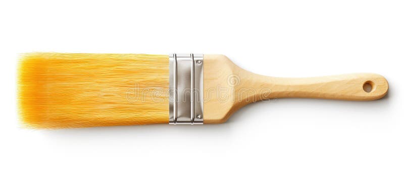 A Paint Brush on a Wooden Handled Brush Against a Plain Background ...