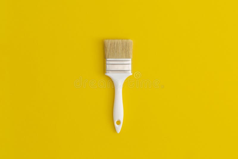 Paint Brush on Yellow Background Stock Image - Image of flat ...