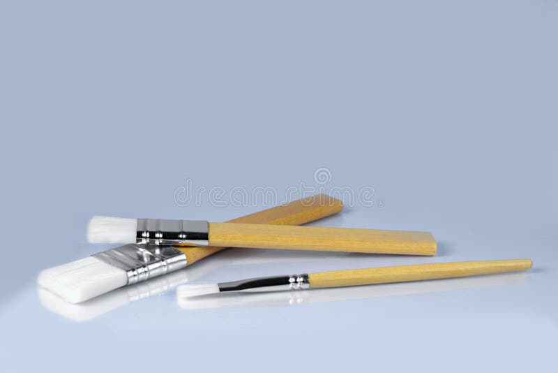 2 Paint Brushes on Gray Background, Front View Stock Image - Image of ...