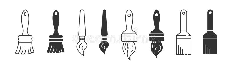 Paint Brushes Icon Set. Paintbrush Collection. Paint Rollers. Painting ...