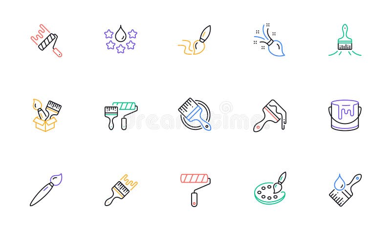 Paint Brushes Line Icons. Color Palette, Paint Tin, Roller Icons ... Paint Brushes Line Icons. Color Palette, Paint Tin, Roller Icons ...