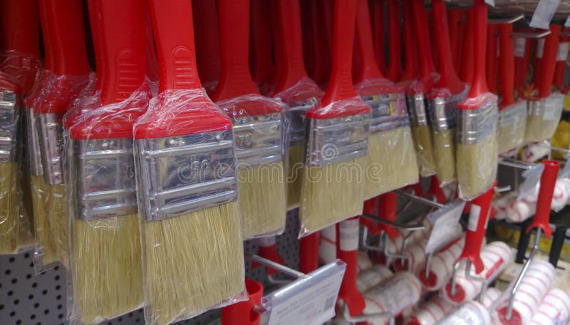 Paint brushes in the store stock image. Image of choosing - 229604073