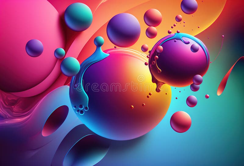 Paint Bubbles Graphic Fluid Neon Color Water Drop Generative Ai Stock ...