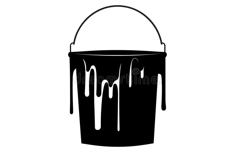Paint Melting Bucket Silhouette, Paint Bucket Icon Flat Graphic Design ...