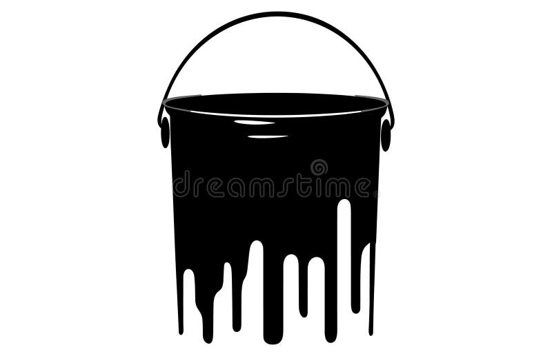 Paint Melting Bucket Silhouette, Paint Bucket Icon Flat Graphic Design ...