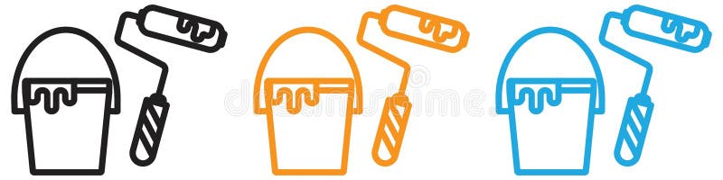 Paint Bucket Icon Vector Logo Set Collection for Web App Ui Stock ...