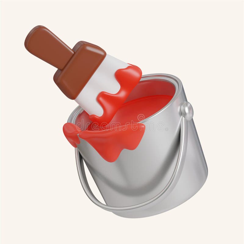 Paint Bucket Icons. Minimal 3D Illustration School Education. Stock ...