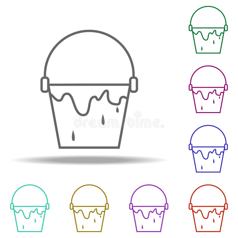 Paint Bucket Outline Icon. Elements of Construction in Multi Color ...