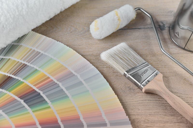 Paint Bucket with Palette Color Stock Image - Image of renovation ...